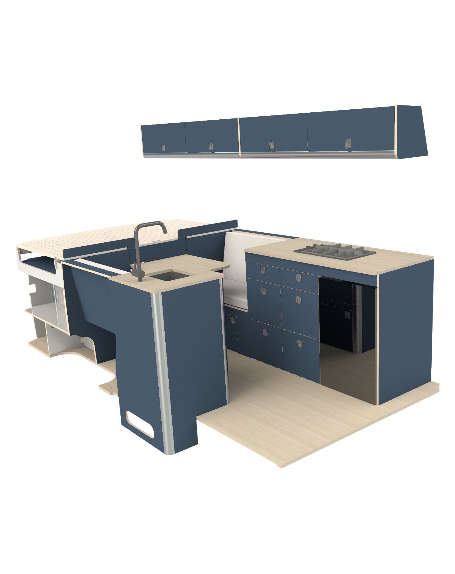 Zelfbouwpakket Lengtebed uitschuif | Sprinter - Crafter in Baltisch Bl – Vanly - Plug & Play ...