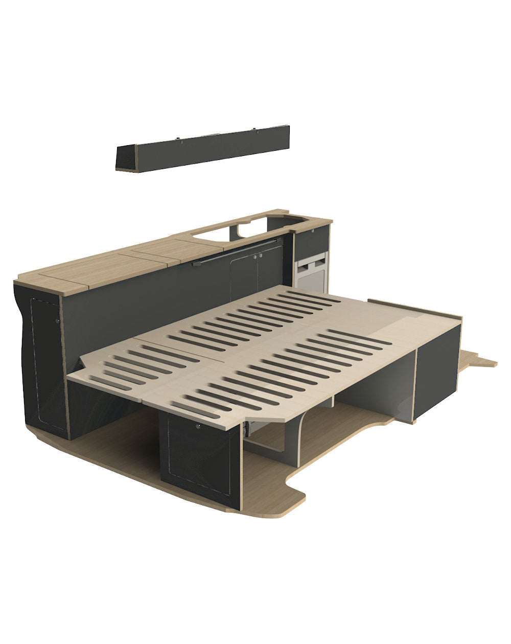 Keukenwand Laag Grafietgrijs met Slaapbank L1 – Vanly - Plug & Play ...